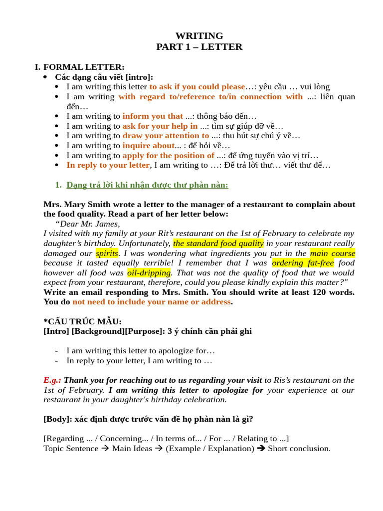 WRITING PART 1 | PDF