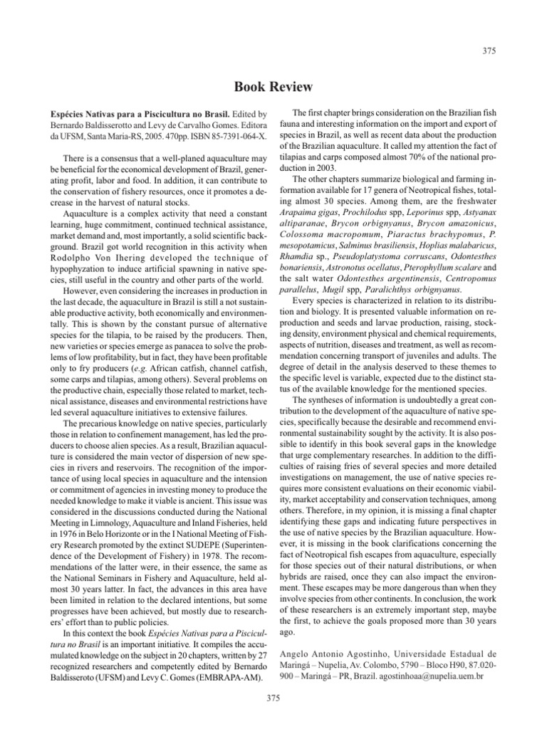 Native Fish Species for Brazilian Aquaculture | PDF | Aquaculture | Fish