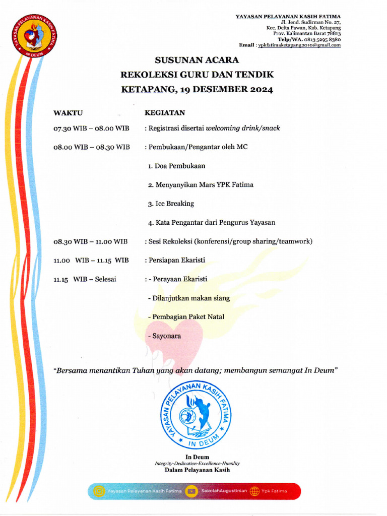 Susunan Acara Rekoleksi Adven 19 Des.2024 | PDF