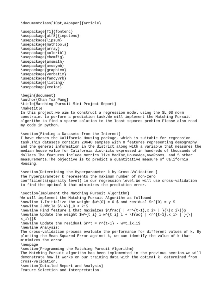 sample 1 miniproject1 report | PDF | Cross Validation (Statistics) | Errors And Residuals