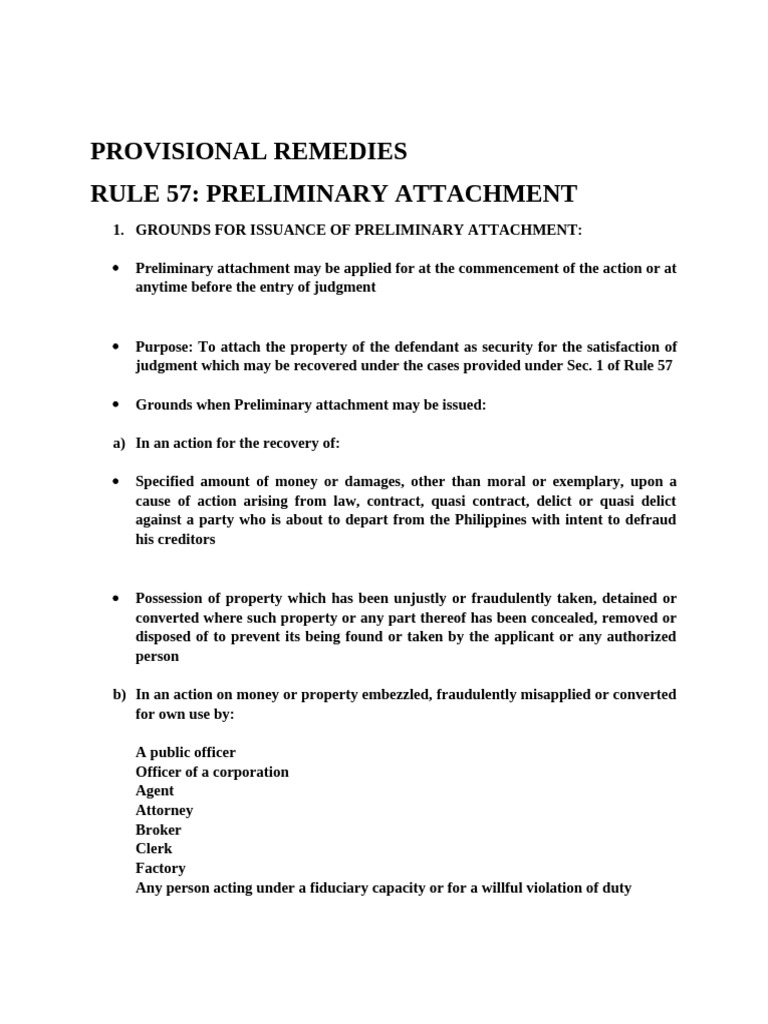 Grounds for Preliminary Attachment Rules | PDF | Injunction | Legal Remedy