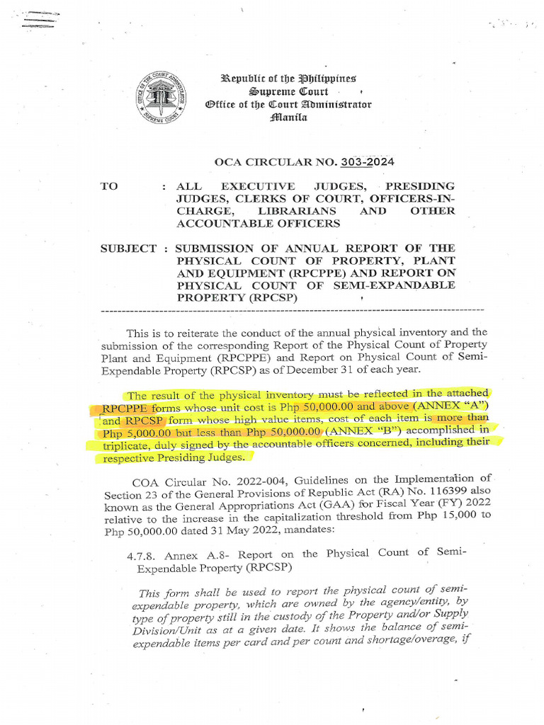 OCA Circular 303 2024 | PDF