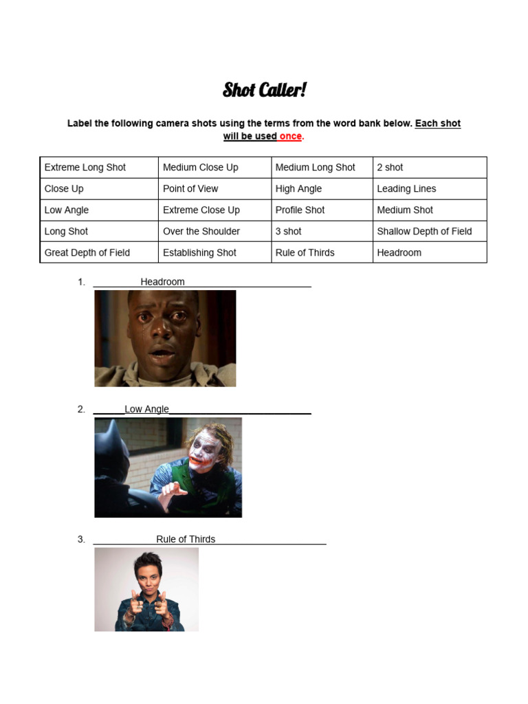 Camera Shot Types Guide | PDF