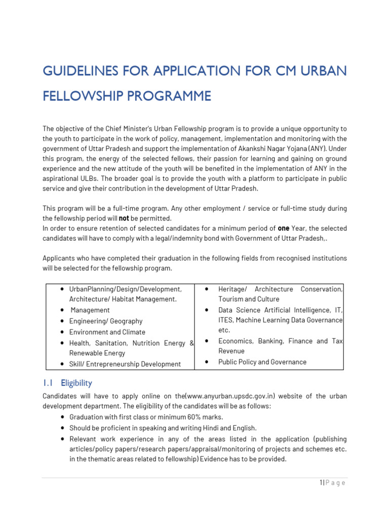 CM Fellowship Guidelines English | PDF | Geographic Information System