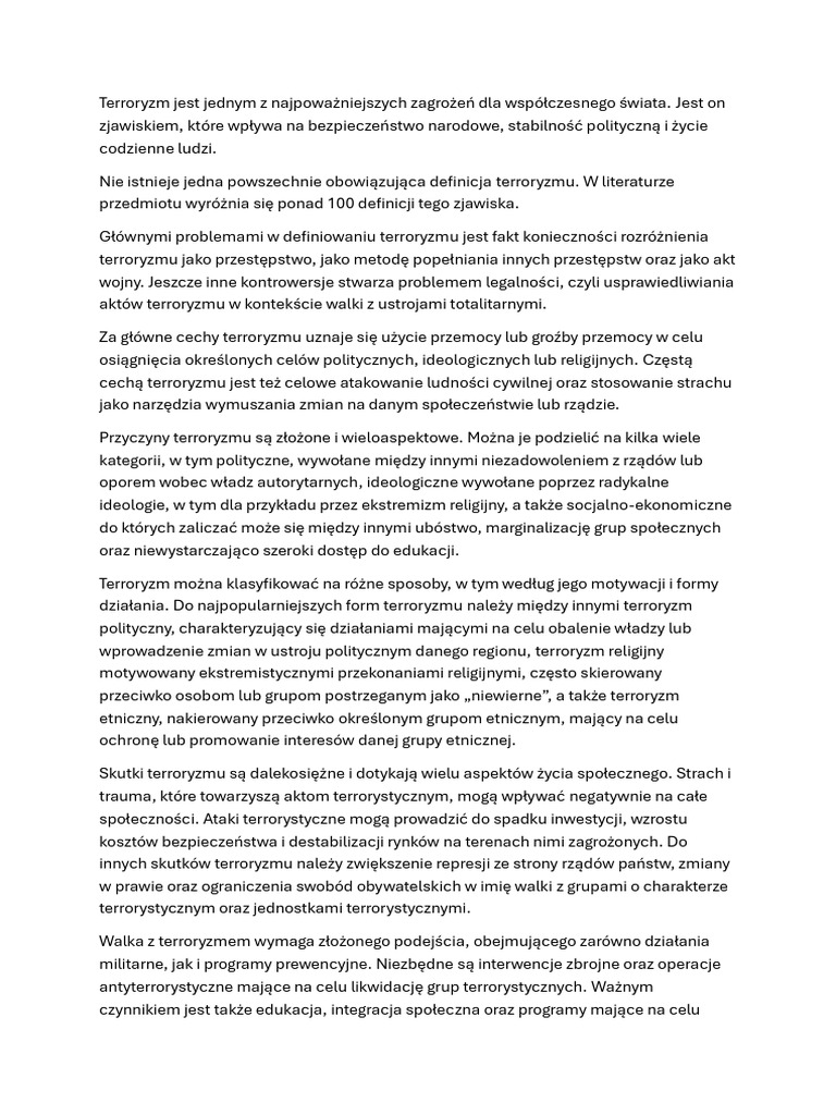 Terroryzm Referat | PDF