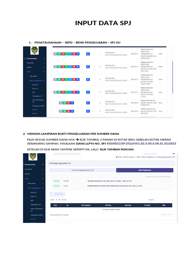 Input Data SPJ | PDF