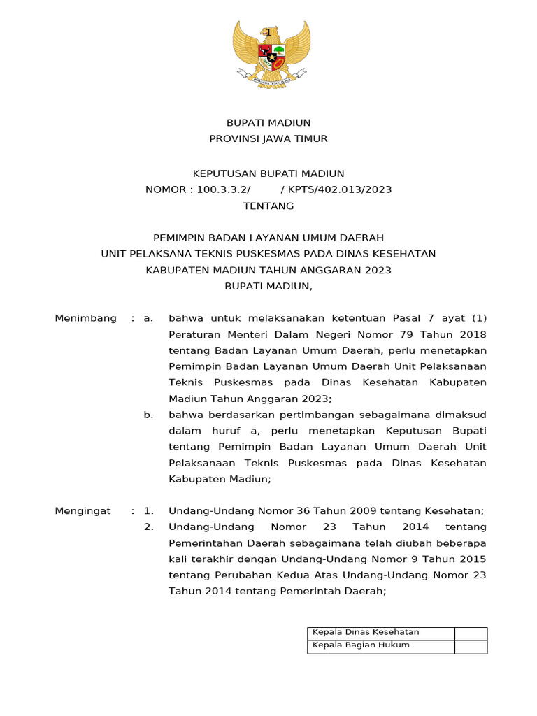 SK PEMIMPIN BLUD 2023 | PDF