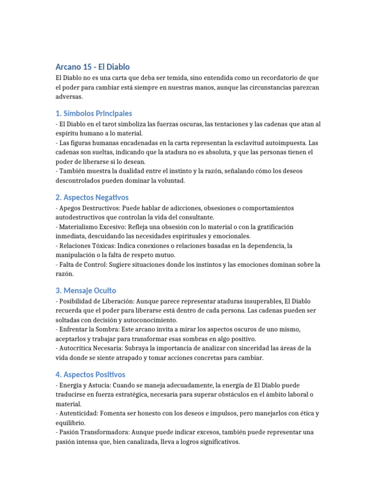 Resumen_Arcano_15_El_Diablo | PDF | Diablo | Psicología Social