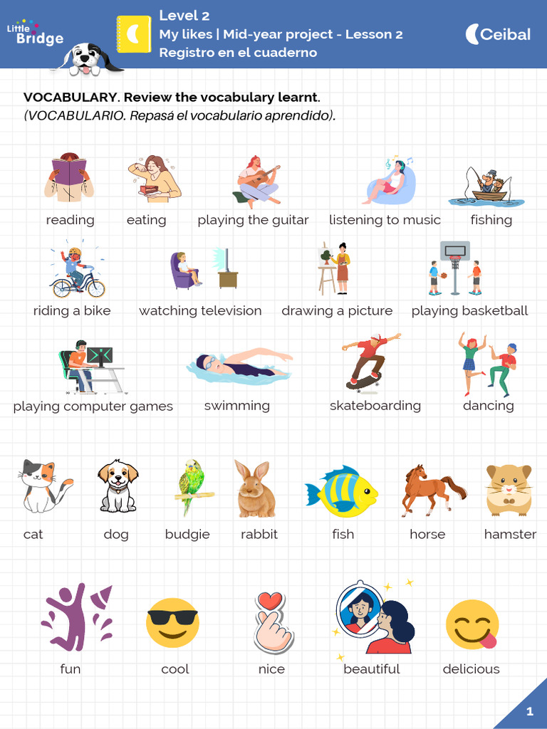 RC Level 2 My Likes Mid-Year Project - Lesson 2 | PDF