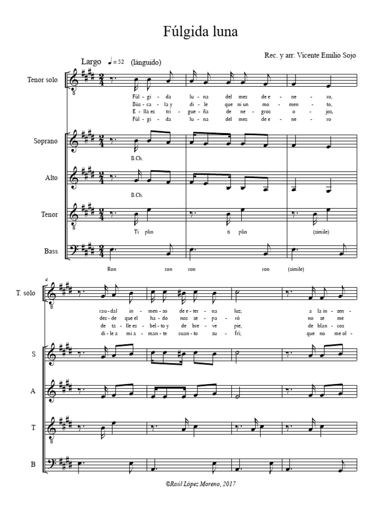 Fulgida Luna (Arr: V.E. Sojo) | PDF