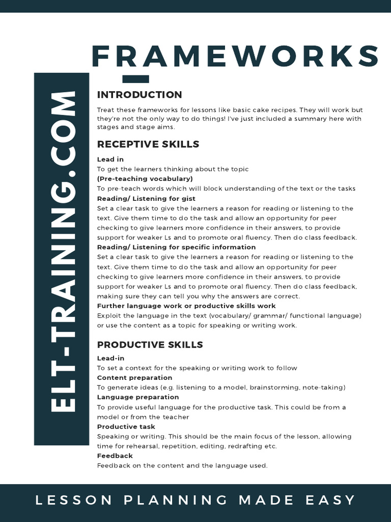 1 Frameworks Summary | PDF | Fluency | Vocabulary