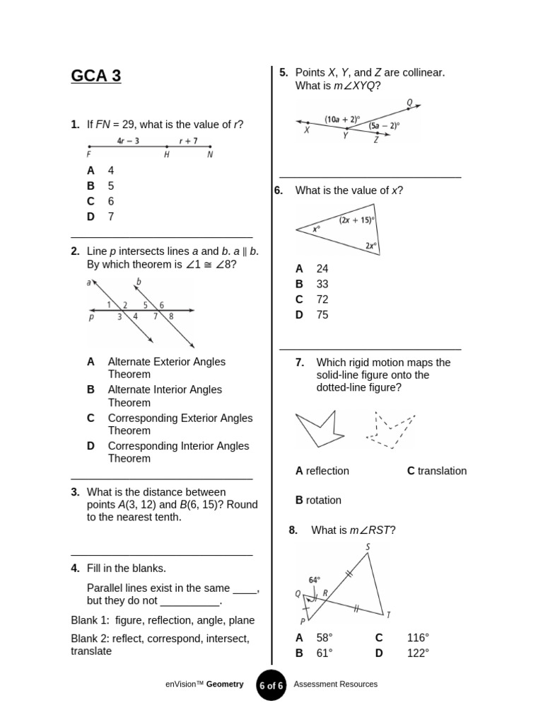GCA3 Geometry Common Assessment 3 March | PDF | Rectangle | Geometric ...