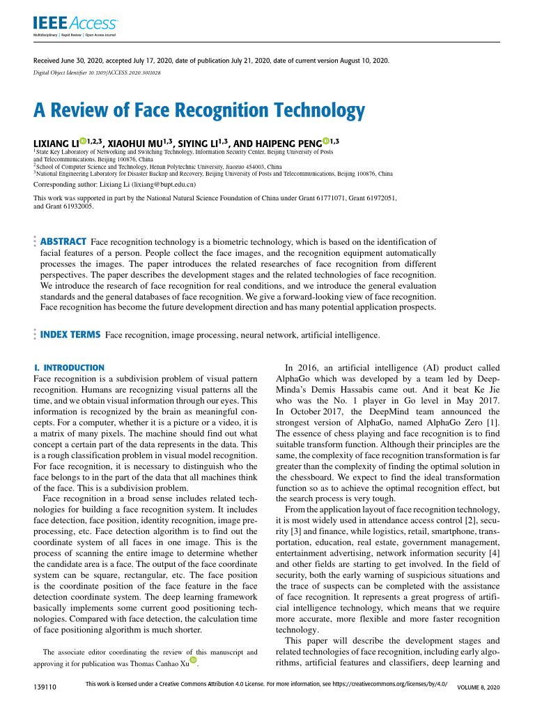 A Review of Face Recognition Technology | PDF | Receiver Operating ...