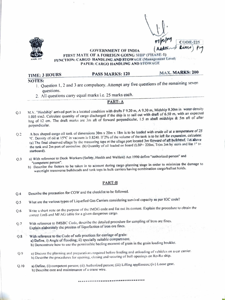 Mate Phase-1 Oct 2024 - PM Batch Question Paper | PDF