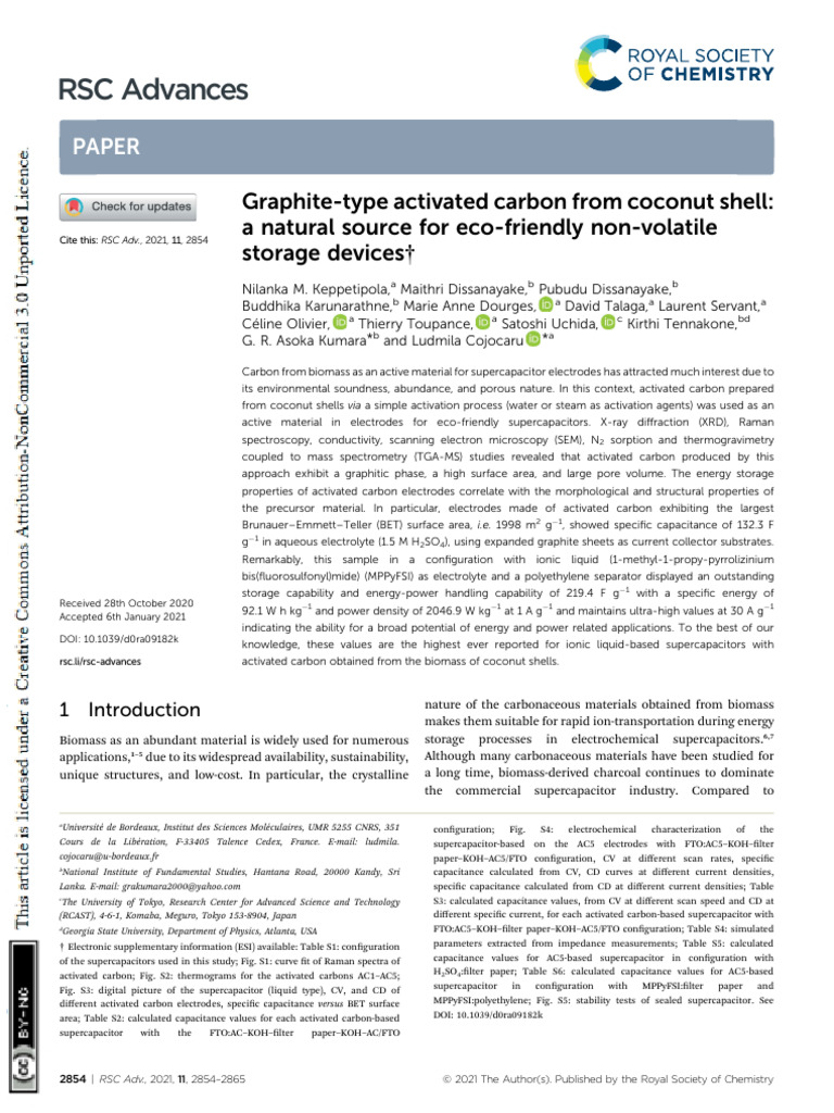 Graphite-Type Activated Carbon From Coconut Shell. A Natural Source For ...