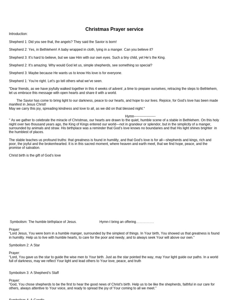 Christmas Prayer Service | PDF | Jesus | Christmas