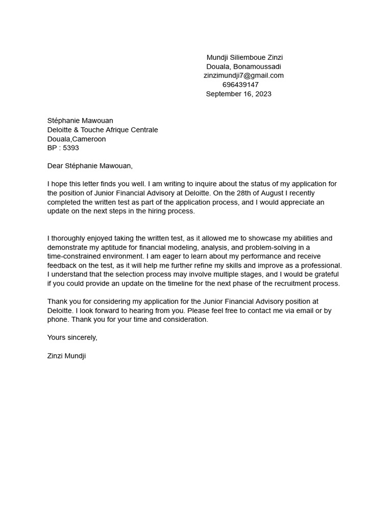 Inquiry on Junior Financial Advisory Application | PDF