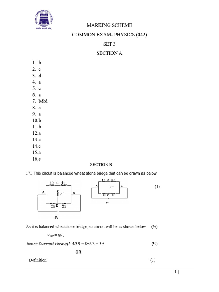 Class 12 - Physics (042) - Chennai Sahodaya - MS - SET 3 | PDF | Materials Science | Electrical ...
