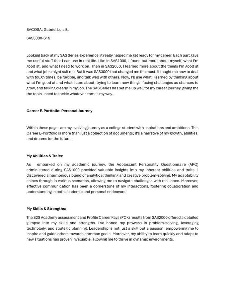 Career E Portfolio Pdf Psychological Resilience Personal Development