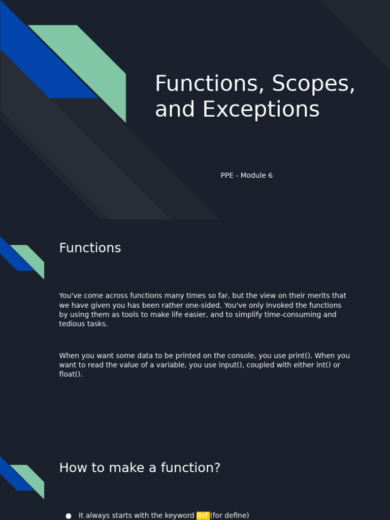 Module 6 Functions Scopes And Exceptions Pdf Parameter 1148