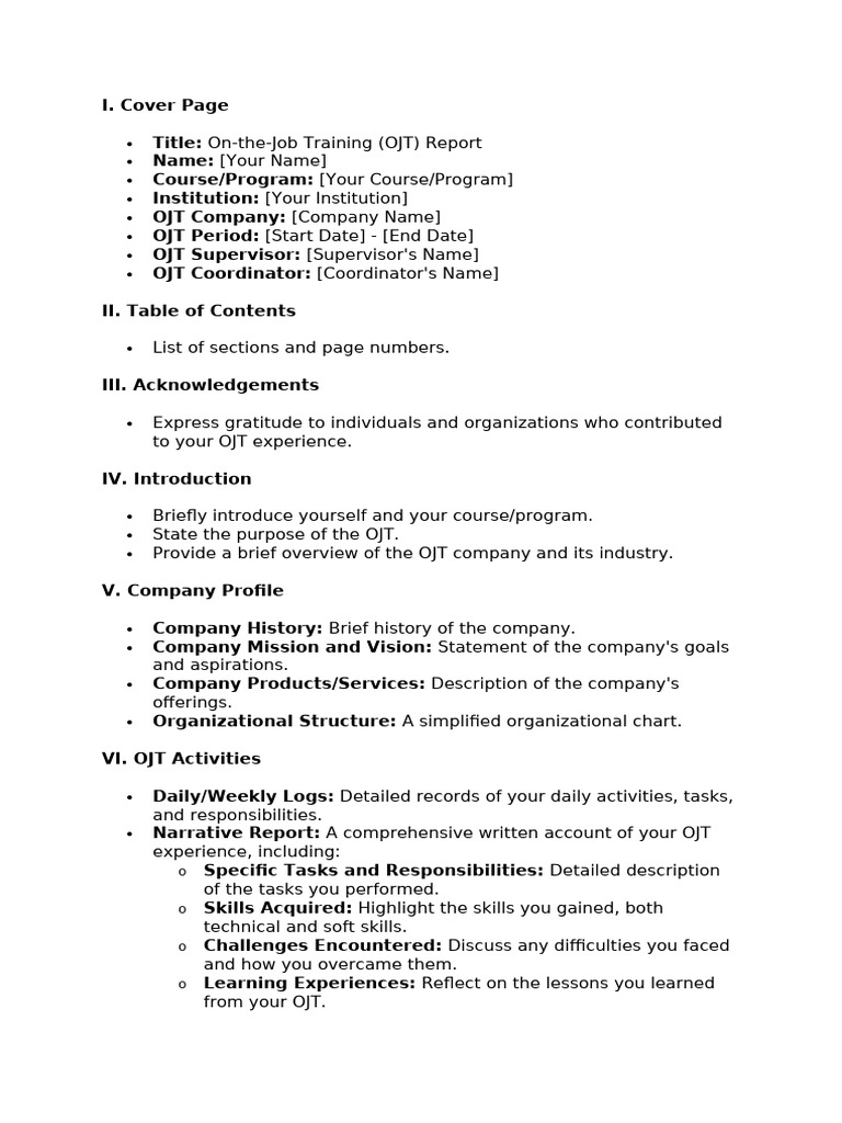 Format Ojt Requirements | PDF | Evaluation