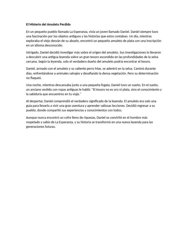 El Misterio Del Amuleto Perdido | PDF