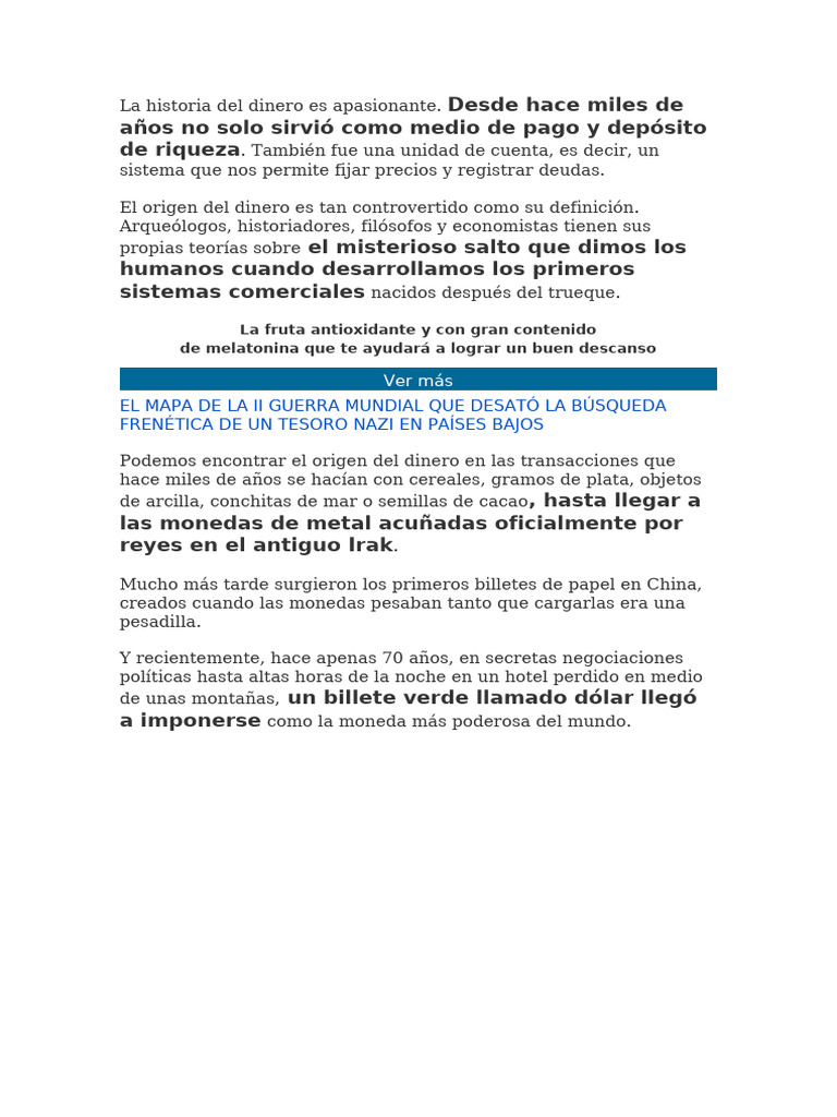 La Historia Del Dinero Es Apasionante | PDF | Dinero | Mesopotamia