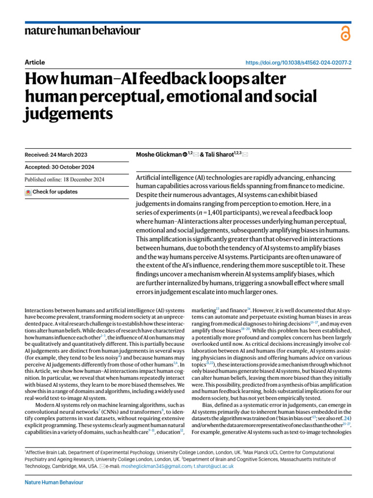 Human-AI Feedback Loops and Biases | PDF | Artificial Intelligence ...