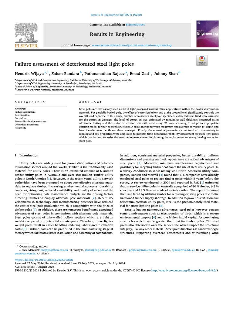 Failure Assessment of Deteriorated Steel Light Poles | PDF
