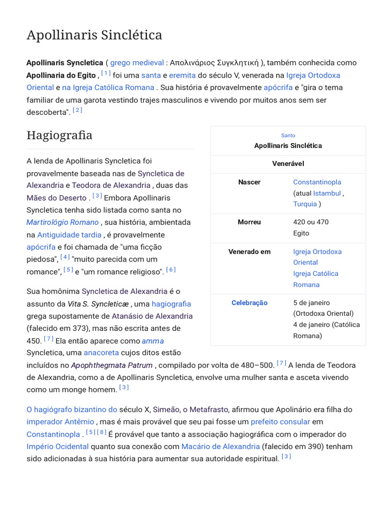 Apollinaris Syncletica: Santa Eremita | PDF