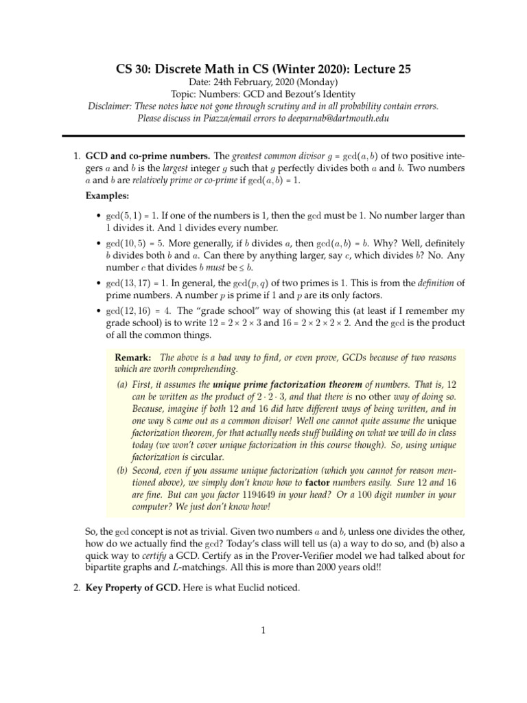 lec25 | PDF | Discrete Mathematics | Number Theory
