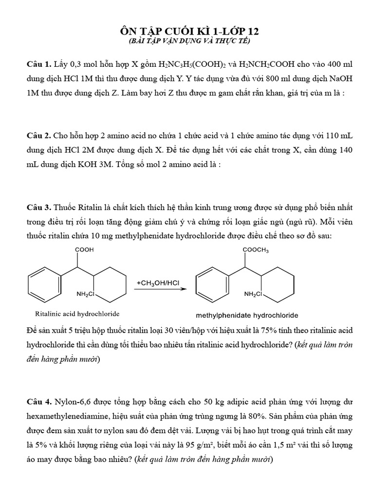 ÔN TẬP CK1 BT thực tế HS | PDF