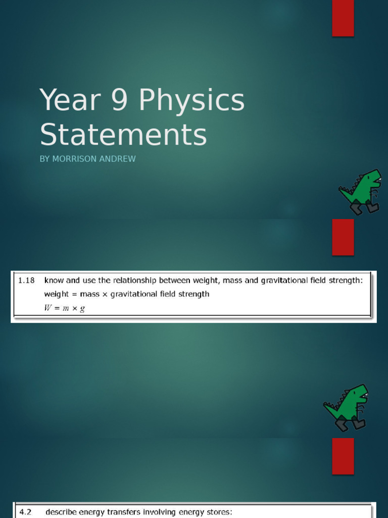 Year 9 Physics Statements | PDF