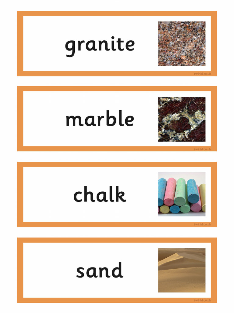 Rocks and Soils Topic Word Cards | PDF