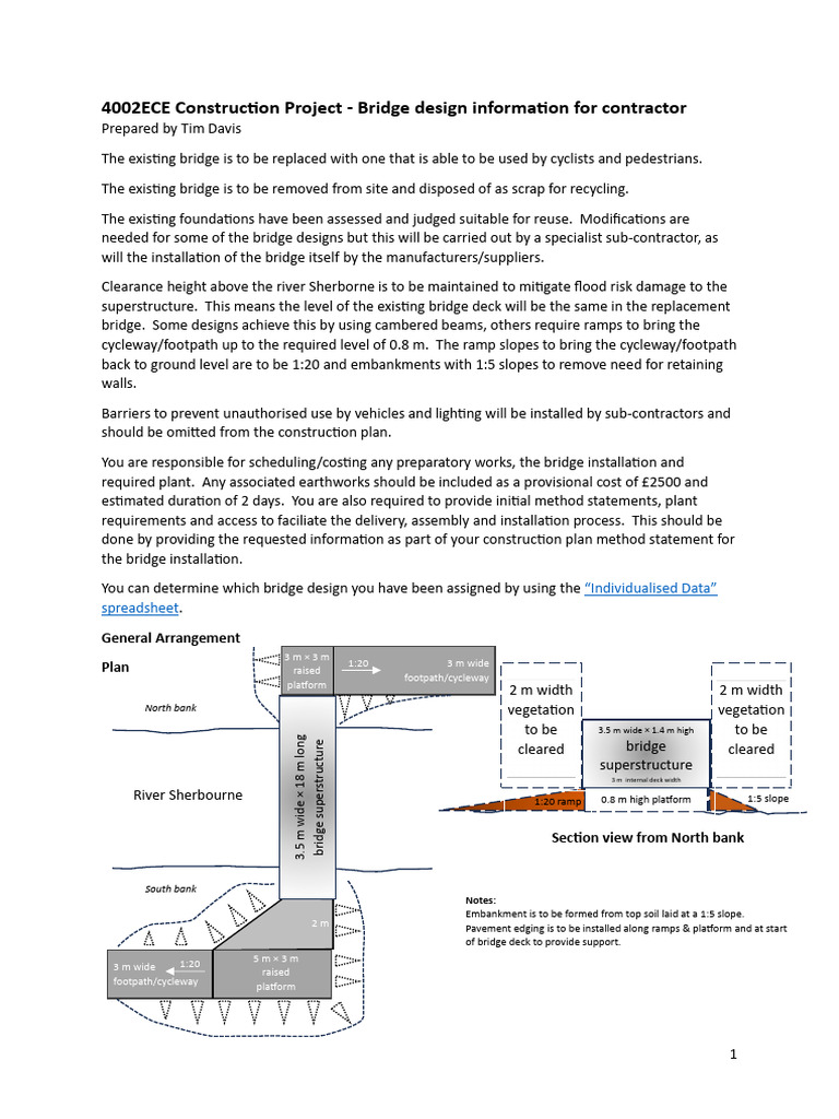 Bridge Design Plans for Construction Project | PDF | Bridge | Beam ...