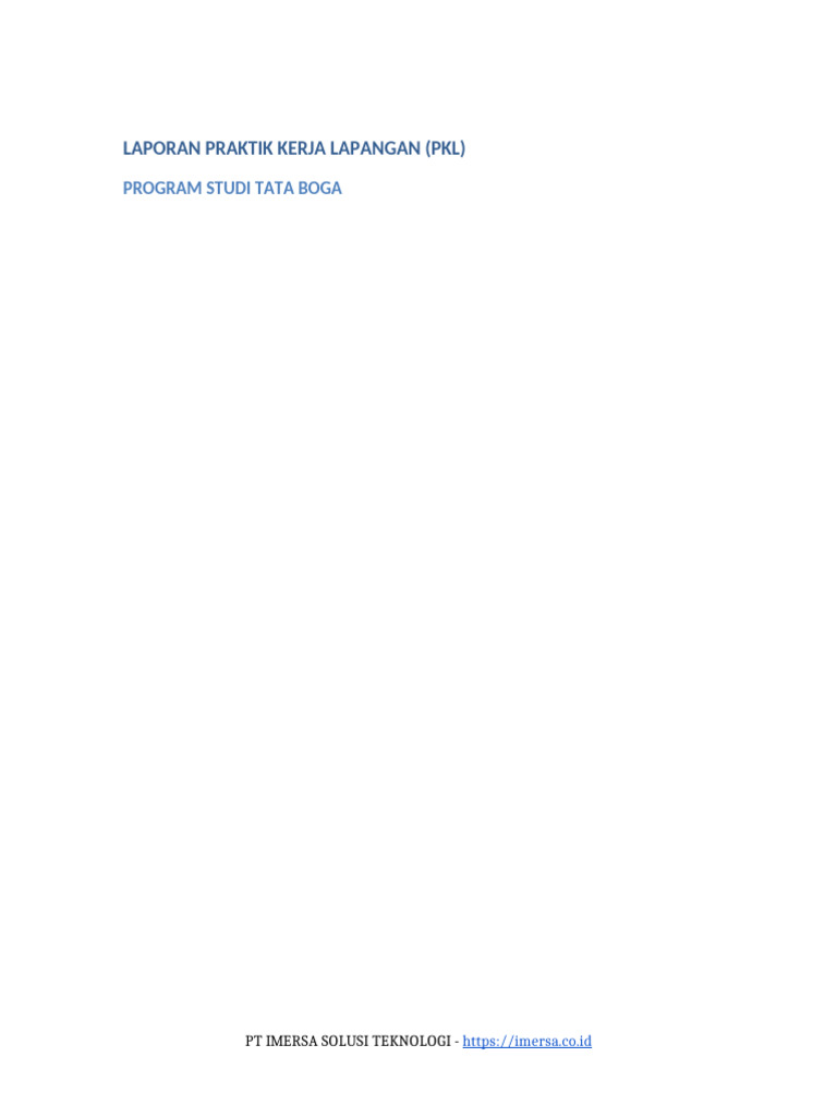 Contoh Laporan PKL Tata Boga | PDF