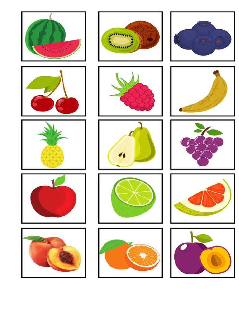 Bingo de Frutas y Verduras Imprimible | PDF