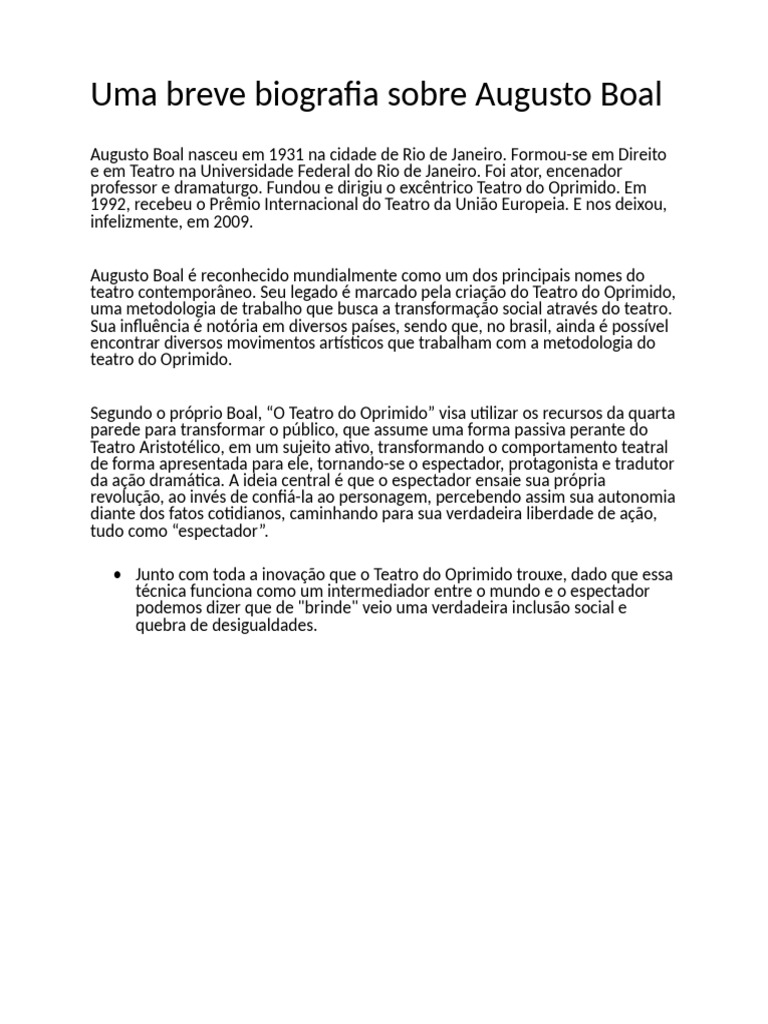 Biografia Augusto Boal | PDF