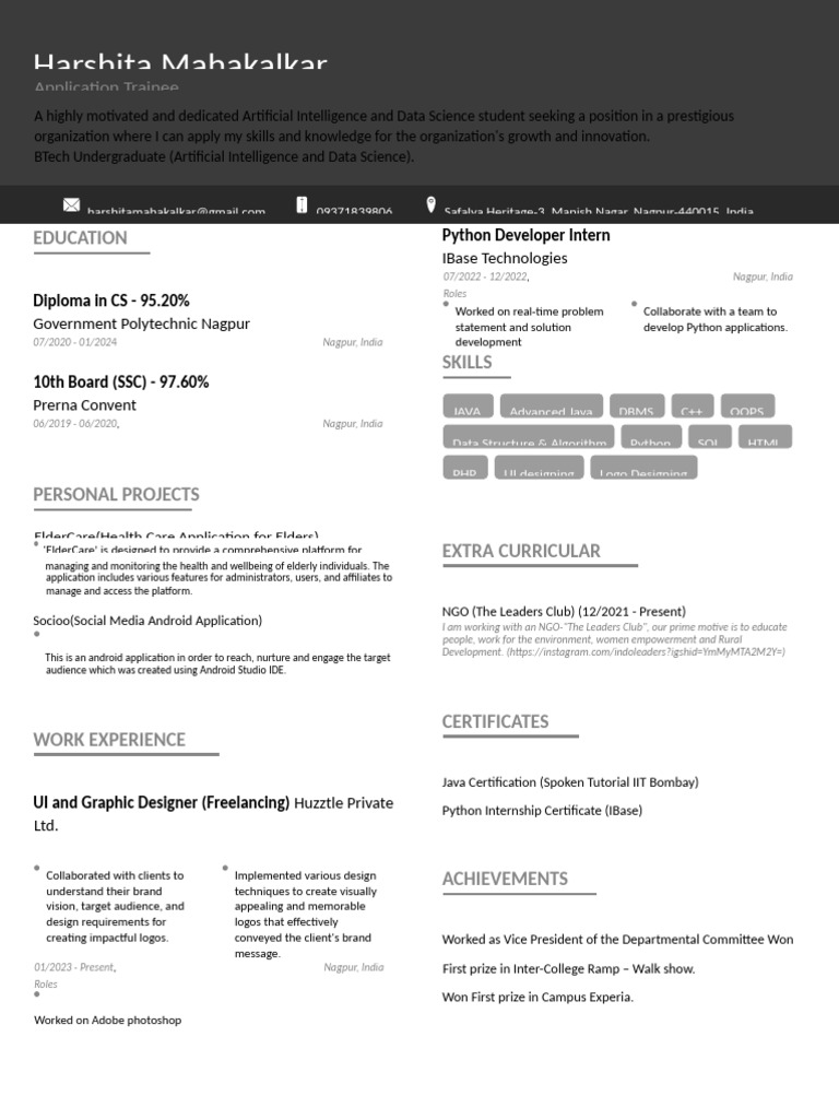 Harshita Resume - Converted | PDF | Computing | Software