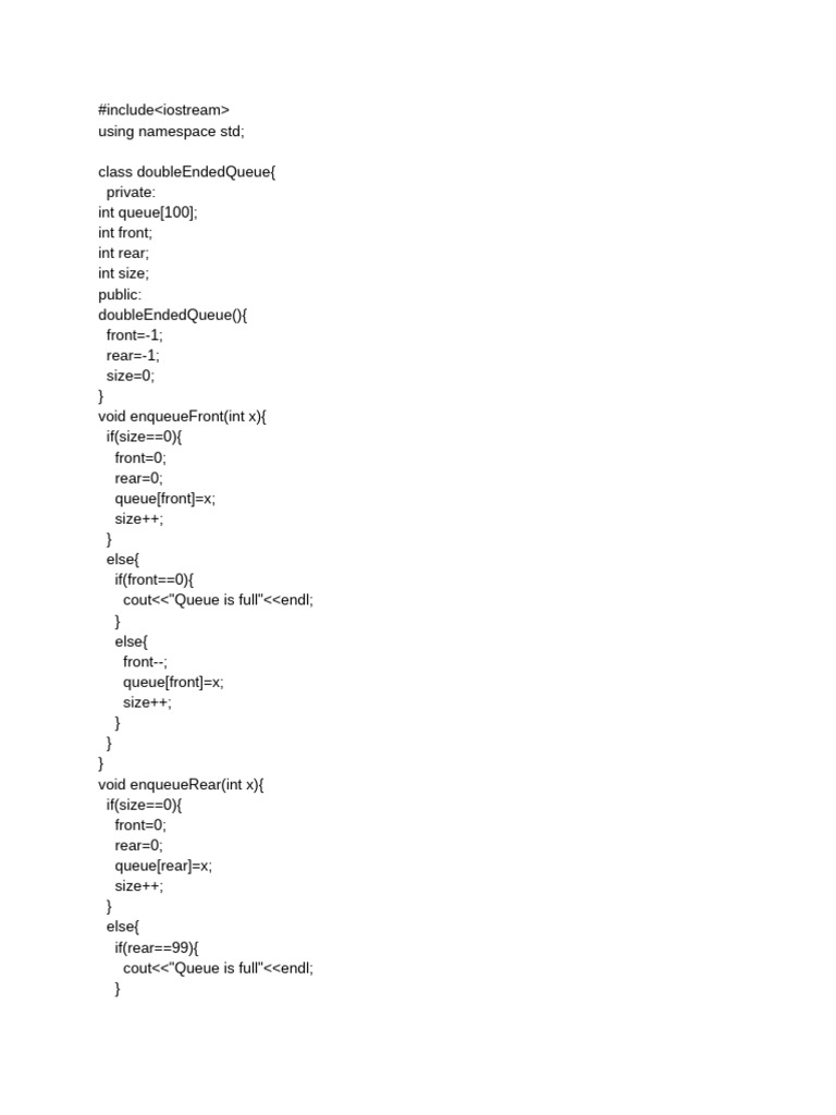 C++ Double-Ended Queue Implementation | PDF