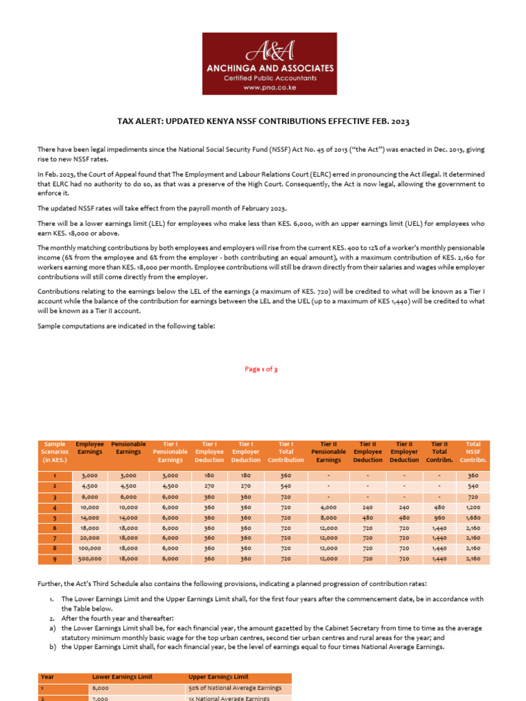 Updated NSSF Contribution Rates 2023 | PDF | Payroll | Government Finances