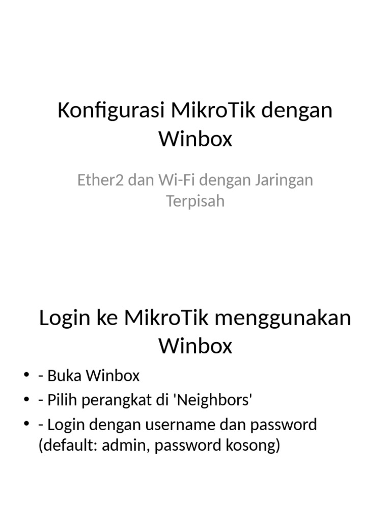 MikroTik Winbox Configuration | PDF