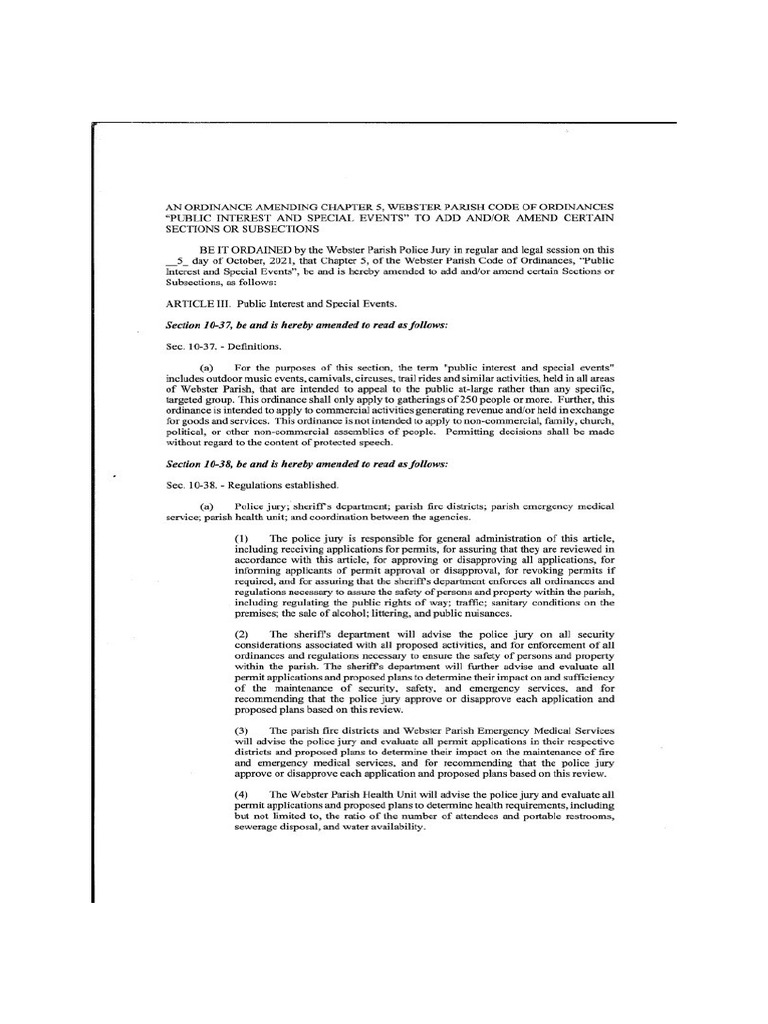 Webster Parish Ordinance | PDF