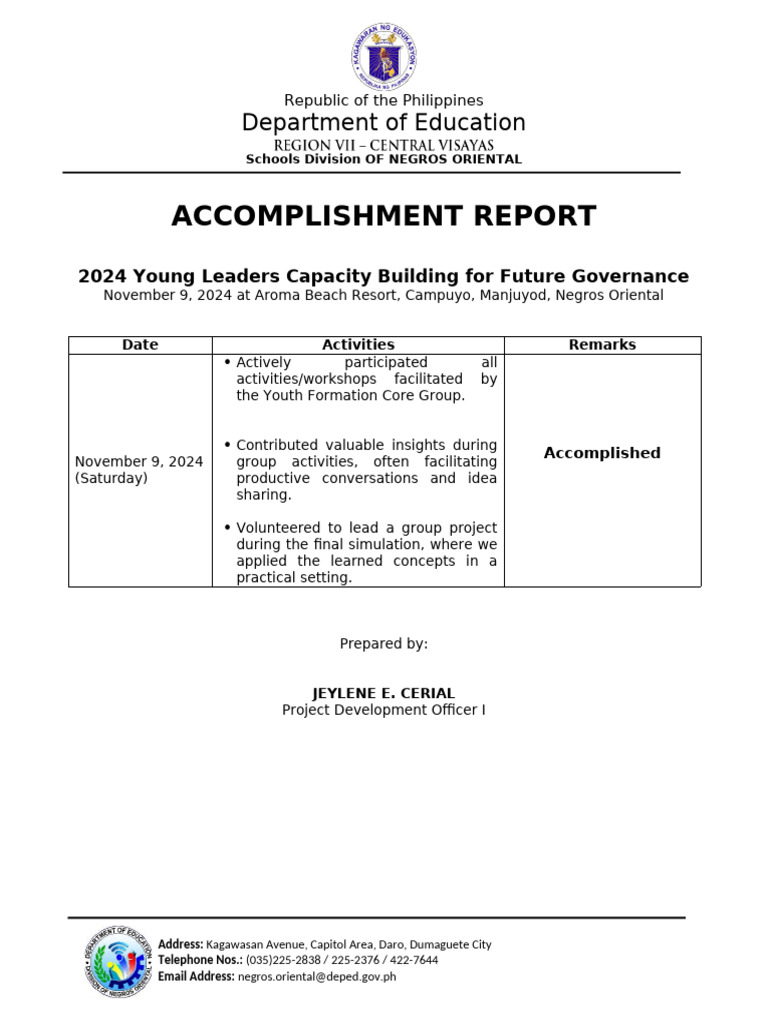 Accomplishment Form - For CTO | PDF