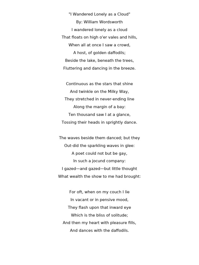 Daffodils: A Reflection on Nature's Joy | PDF | Poetry