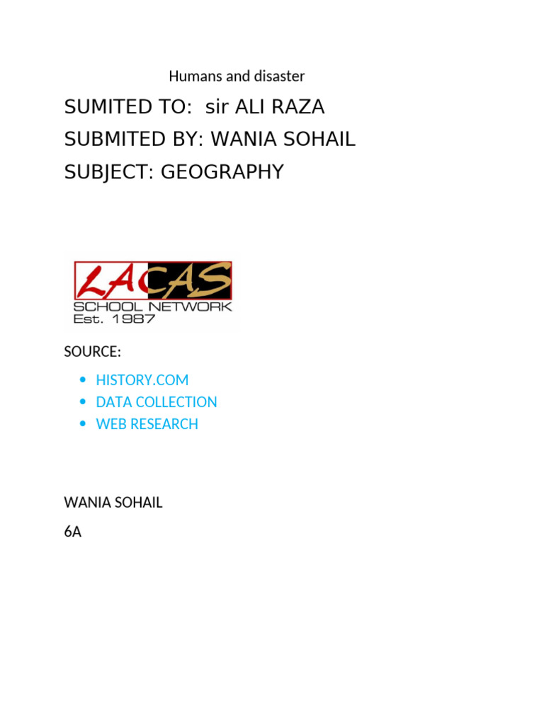Humans and Disaster WANIA SOHAIL | PDF