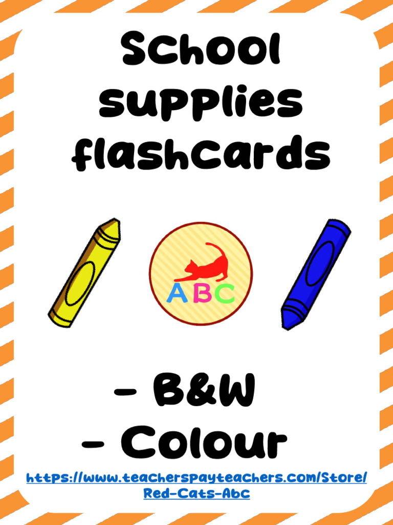 Schoolsuppliesflashcardsfreebie 1 | PDF