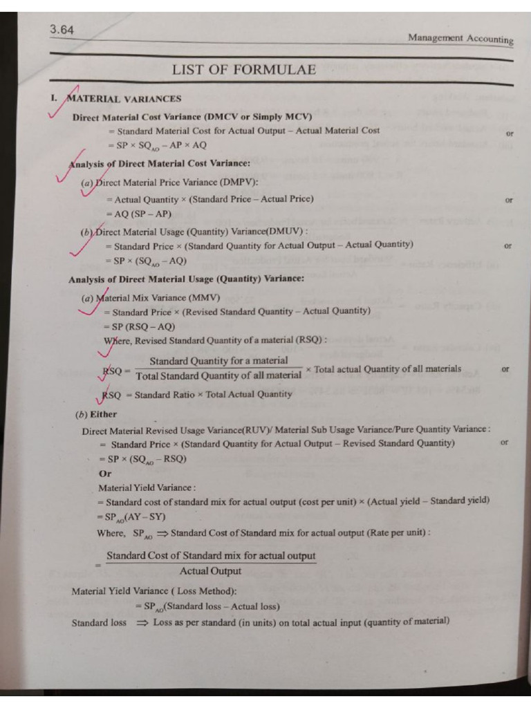 Formulas - Management Accounting | PDF