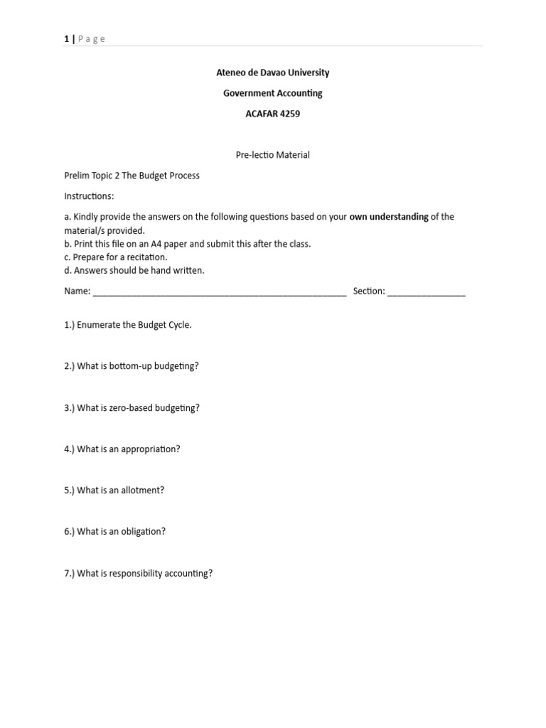 Understanding the Budget Process | PDF