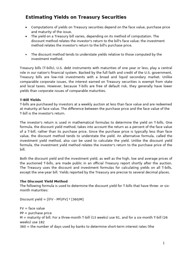 Estimating Yields on Treasury Securitie1 | PDF | United States Treasury ...